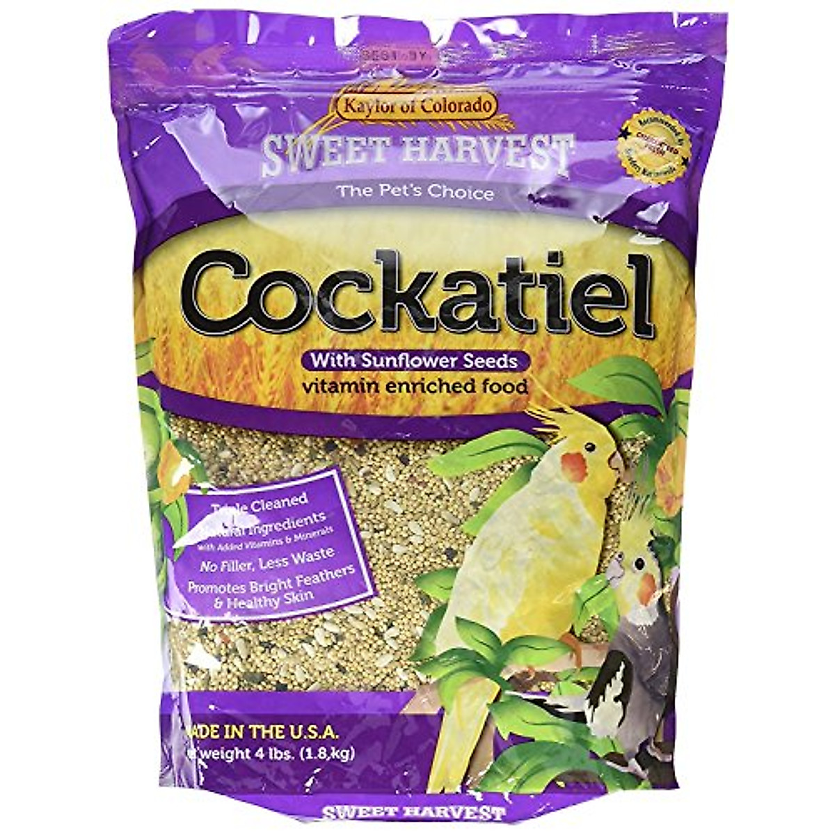 Kaylor of Colorado AS-48654-2 4 lb (Pack of 2) Sweet Harvest Cockatiel with Sunflower Seeds Bird Food