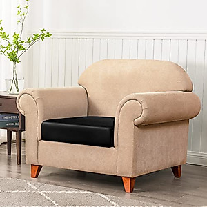 SUBRTEX Leather Waterproof Cushion Covers Breathable Sofa Seat Slipcpvers for 1-2-3-4 Seaters Stretch Replacement for Furniture Protector (Small, Black)