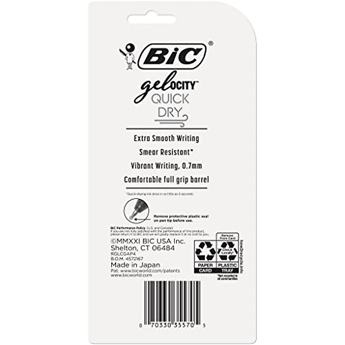 BIC Gel-ocity Quick Dry Fashion Retractable Gel Pens, Medium Point (0.7mm), 4-Count Gel Pen Set, Colored Gel Pens With Full-Length Grip