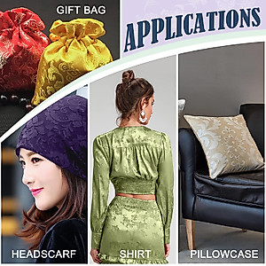 KKJIAF Sage Green Satin Jacquard Fabric 2 Yard, 60 Inch Wide Shiny Cloth Fabric, Sunflower Pattern Silky Brocade Fabric for Tablecloth, Table Runner, Napkins, Dress, Bedding Sheet, DIY Crafts