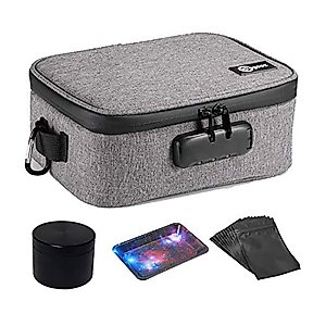 Egooz Large Smel Proof Storage Case with 3 Items - Waterproof Smell Proof Bags with Combination Lock for Home and Travel Use,Grey