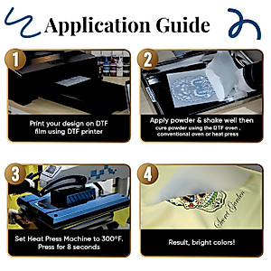 NGOODIEZ DTF Powder Digital Transfer - Hot Melt Adhesive, DTF Pretreat Transfer Powder for Direct Printing on Any Colored/White Fabric, Adhesive Powder for DTF Printer & Film (White, 17.6 oz / 500 g)