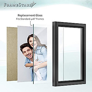 FrameStarr 4x6 Glass (Crystal Clear, 2 Pack), Picture Frame Replacement Glass for 4 x 6 Picture Frames, Real Glass Cover Sheets