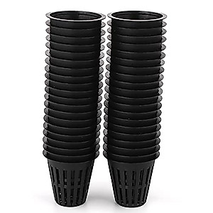 HAZOULEN Small Garden Plastic Net Cups Pots Fits in 2 Inch Holes, Set of 40