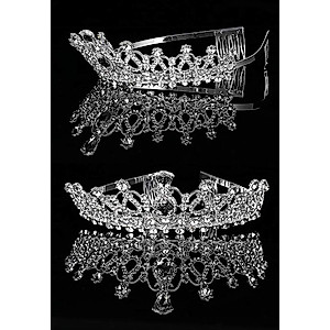 ZOCONE Rhinestone Bridal Tiara 2 pack Crystal Wedding Crown for Bridal and Flower Girls Headpiece with Comb (Crystal)