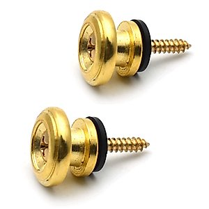 Cheerock 2pcs Gold Metal Guitar Strap Locks, Mushroom Style Guitar Strap Lock Buttons, Electric Guitar Strap Locks, Mushrooms Head Guitar Strap Button for Guitar Bass Ukulele
