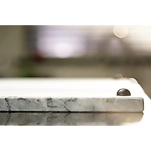 Marble Cutting Board for Kitchen, Serving, Pastry, Charcuterie, Cheese - 16” x 12” and 16” Marble Rolling Pin Combo - Nonslip Feet for Stability - Accessories For Bakers, Gift Home Decor ideas