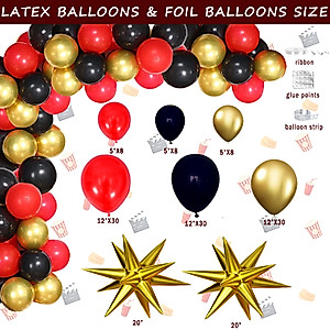 Hombae Movie Night Birthday Party Decorations, Movie Theater Hollywood Cinema Themed Birthday Party Backdrop Balloon Garland Banner Tablecloth Cake Cupcake Topper Poster Clapboard