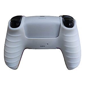 PS5 Controller Skin Shell Case Studded Silicone Grips Cover Protector Rubber Accessories Shell for Playstation 5 PS5 DualSense Controller Gamepad Joystick with 10 Thumb Grip (Studded White)
