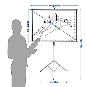 TRMESIA Portable Projector Screen 72inch with Foldable Tripod Stand,Upgrade Movie Screen for Projector,Pull Down Projection Screen 4:3 Ratio Screens & Carry Case Bag for Indoor Outdoor Movie Night