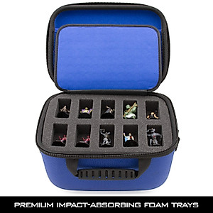 CASEMATIX Miniature Storage Hard Shell Figure Case - 30 Slot Figurine Minature Carrying Case with Adjustable Strap and Accessory Storage Compatible with Warhammer 40k, DnD and More!