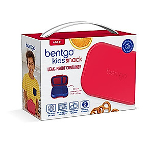 Bentgo Kids Snack - 2 Compartment Leak-Proof Bento-Style Food Storage for Snacks and Small Meals, Easy-Open Latch, Dishwasher Safe, and BPA-Free - Ideal for Ages 3+ (Red/Royal)