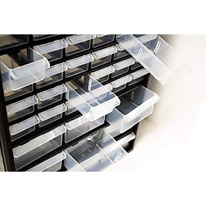 Homak Parts Organizer, Black, 39 Drawers