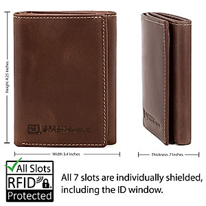ID Stronghold RFID Blocking Trifold Wallet for Men - Rugged Genuine Leather