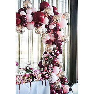 118Pcs Burgundy and Chrome Gold Balloons Garland Arch Kit for Wedding Bridal Girl Birthday Party Celebration Baby Shower Ceremony Anniversary Decoration Balloon Chain (Burgundy) (burgundy)