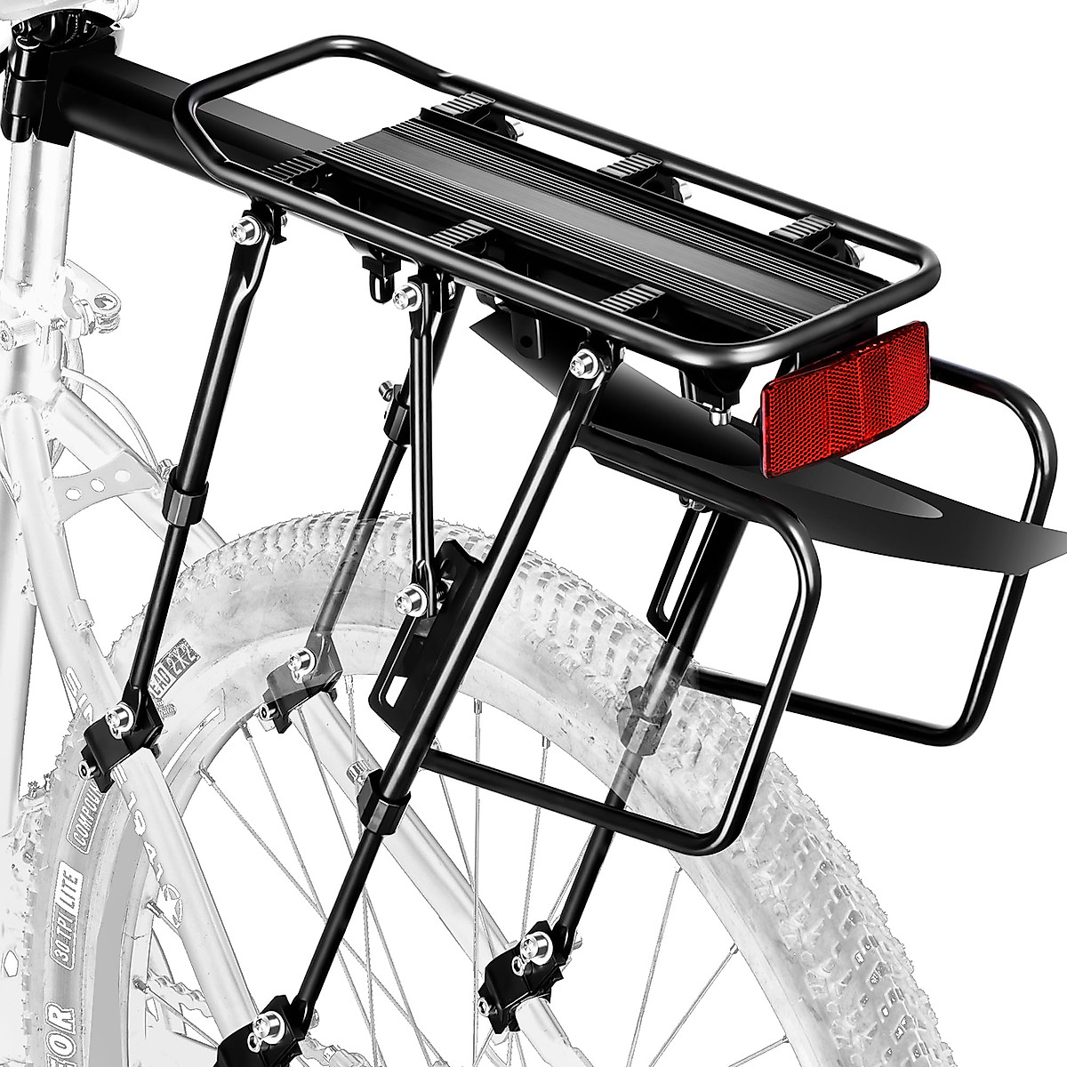 YONTUO Rear Bike Rack,310 LB Capacity Solid Bearings Bike Cargo Rack w/Fender & Large Size Reflective,Quick Release Mountain Road Bicycle Rear Racks,Universal Bike Luggage Touring Carrier Rack,BCR06