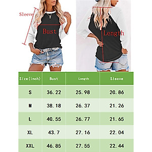 Bingerlily Women's Casual T-Shirts 3/4 Sleeve Color Block Cute Tops Comfy Blouses (Charcoal,Large)