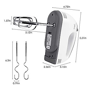 2023 Hand Mixer Electric, 7 Speeds Selection Portable Handheld Kitchen Whisk, 2 Stainless Steel Accessories, Lightweight Powerful Handheld Electric Hand Mixer Grey, Kitchen Mixer with Cord for Cream, Cookies