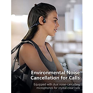 klatre Bone Conduction Headphones【2023 Version】, LS1 Open-Ear Headphones Bluetooth 5.2 Wireless for Cycling/Workout/Running, Deep Bass, Water Resistant Headset with Dual Mics - Rock