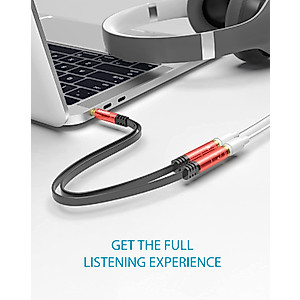 KINGTOP 3.5mm Combo Audio Adapter Cable Compatible for PS4,PS5,Xbox One S,Switch,Tablet,Mobile Phone,PC Gaming Headsets and New Version Laptop (Red)