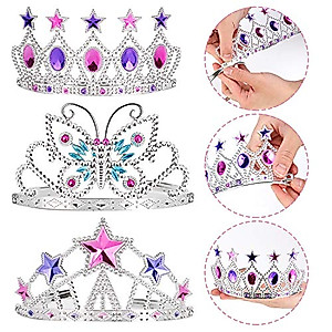 Liberty Imports 50 PCS Princess Jewelry Dress Up Accessories, Pretend Play Set Jewelry Party Favors for Girls Cosplay Party Favors with Crown Wand Ring Earring Necklace