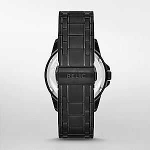 Relic by Fossil Men's Cameron Automatic Self-Winding Stainless Steel IP Skeleton Dial Watch, Color: Black (Model: ZR12110)