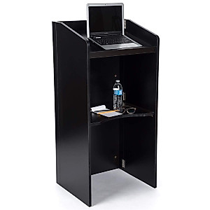 Displays2go Portable Lecterns with Folding Design – Black (OLILCTFOLBK)