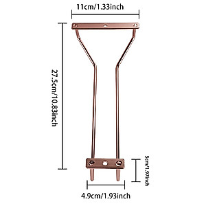 Dianoo 27.5cm Bronze Wine Glass Rack Under Cabinet, Gold Wine Glass Holder Under Shelf, Stemware Rack, Wine Glasses Storage Hanger, 1 Row