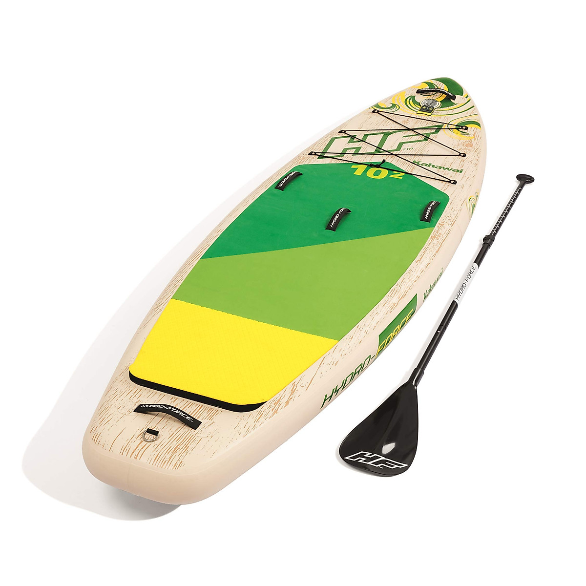 Bestway Hydro Force Kahawai Inflatable 10' Stand Up Paddle Board Water Sport Set with Aluminum Paddle, Hand Pump, Coiled Leash, and Backpack Green