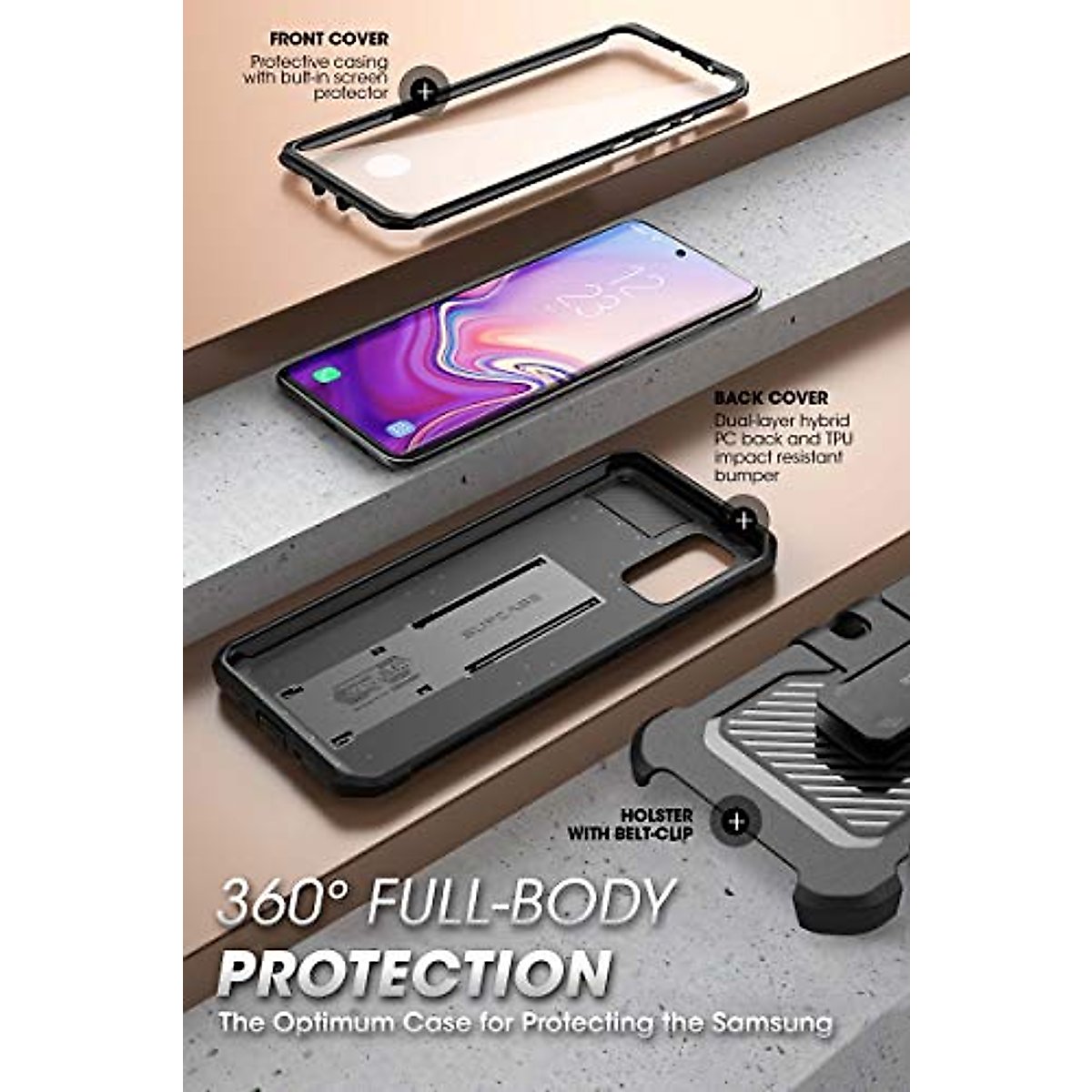SUPCASE Unicorn Beetle Pro Series Designed for Samsung Galaxy S20 FE (2020 Release), Full-Body Dual Layer Rugged Holster & Kickstand Case with Built-in Screen Protector (Black)