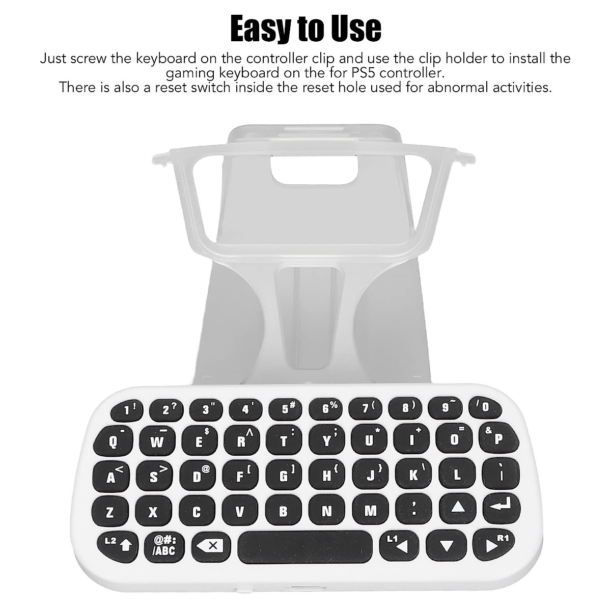 Hoopoocolor Wireless Keyboard for PS5 Controller, Combing Bluetooth Keyboard with Controller, with Clip, Charging Cable, LED Indicator, Wireless Bluetooth Chatpad for Gaming Live Chat