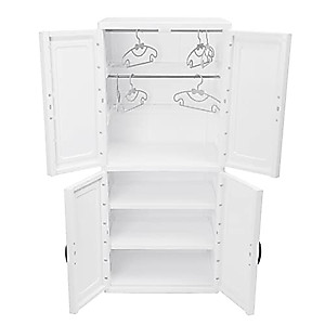 Gdrasuya10 Modern Plastic Cabinet, Portable Plastic Tower Closet Organizer Freestanding Storage Cabinet with Wheels for Apartments Condos Dorm Rooms, 22.44" L x 15.74" D x 51.57" H