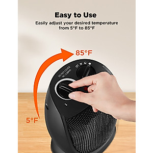 PELONIS PHTA1ABB Portable, 1500W/900W, Quiet Cooling & Heating Mode Space Heater for All Season, Tip Over & Overheat Protection,for Home, Office Personal Use, Black , 9inch
