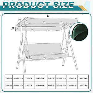 Timoau Porch Swing Canopy, Replacement Waterproof Swing Top Cover, 3 Seater Garden Swing Seat Canopy Cover，Durable Outdoor Sun Shade Patio Swing Canopy Awning (Khaki, 77 * 43)
