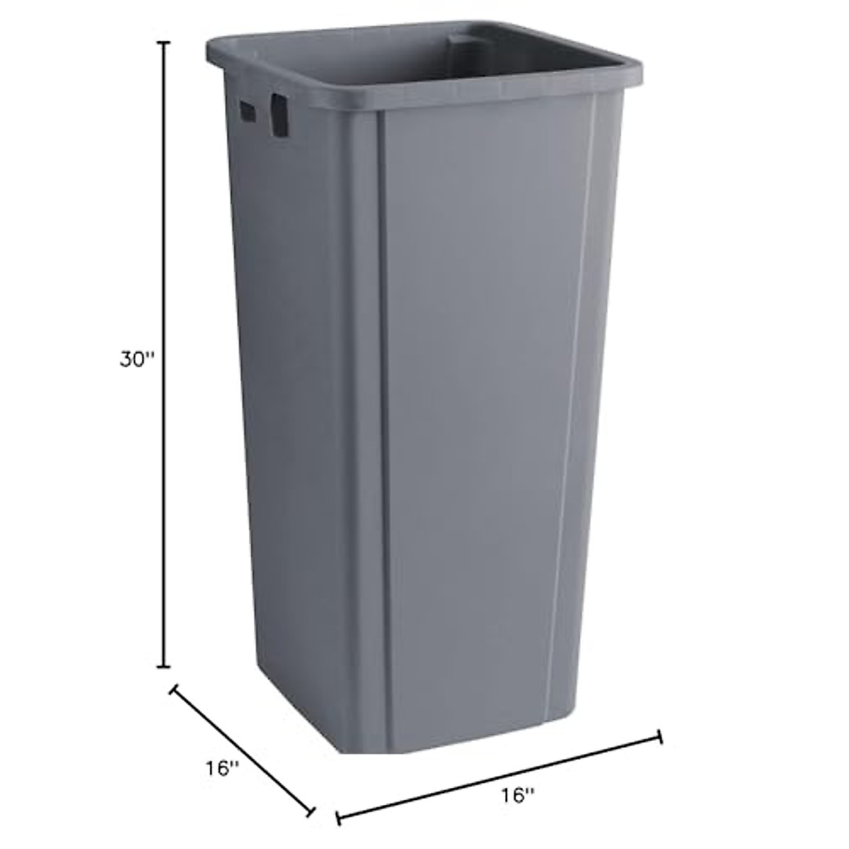 PRO&Family 92 Qt. / 23 Gallon / 87 Liters Gray Square Trash Can. Trash Bin Kitchen Garbage Can Waste Basket Recycle Bin