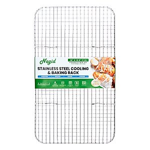 Nagid 100% Stainless Steel Rack - Fits Standard 21” x 13” Disposable Aluminum Pan – Size 18” x 10.5” x 1.5” - Great for Steaming - Cooling – Baking – Roasting - Grilling