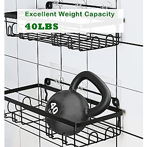 E-HAO Adhesive Shower Caddy Shelf Organizer (2 Pack) with 2 Soap Dishes & 1Towel Hook. 304 Stainless Steel shower Shelves Bathroom Basket Rack for Shower Kitchen Storage