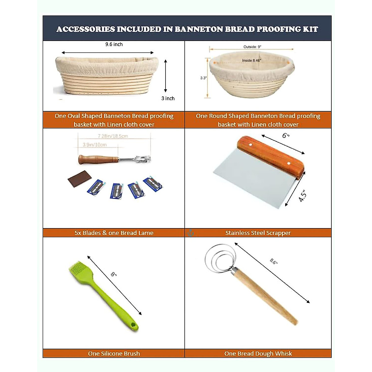 5Rivers Banneton Bread Proofing Basket - Sourdough Proofing Basket - Banneton Proofing Basket Set Of 2 - Bread Making Tools And Supplies - Proofing Baskets For Sourdough Bread Baking - Bread Making