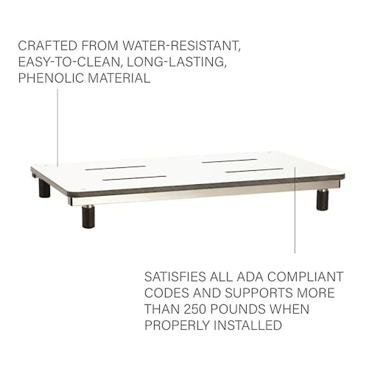 Seachrome Removable Tub Seat, Bridgeport 27-Inch x 15-1/2-Inch, White Phenolic