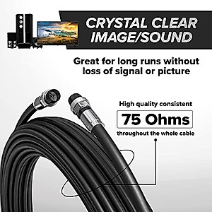 THE CIMPLE CO 50' Feet, Black RG6 Coaxial Cable with Rubber booted - Weather Proof Indoor/Outdoor Rated Connectors, F81 / RF, Digital Coax for CATV, Antenna, Internet, Satellite, and More