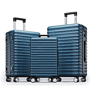 Merax Hardside Luggage Set with TSA Lock and Spinner Wheels 3 Piece Hardshell Lightweight Suitcase Set 20inch 24inch 28inch Navy Blue
