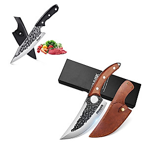 Huusk Boning Knife Bundle with Forged in Fire Viking knife Outdoor Kitchen Cooking Camping BBQ