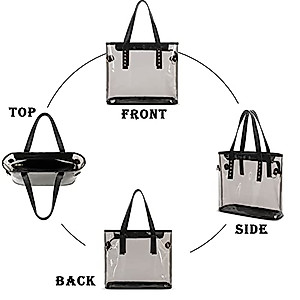 Arnosoar Clear Tote Bags Handbag Purse for Women Shoulder Beach Bag Set Large Transparent Black