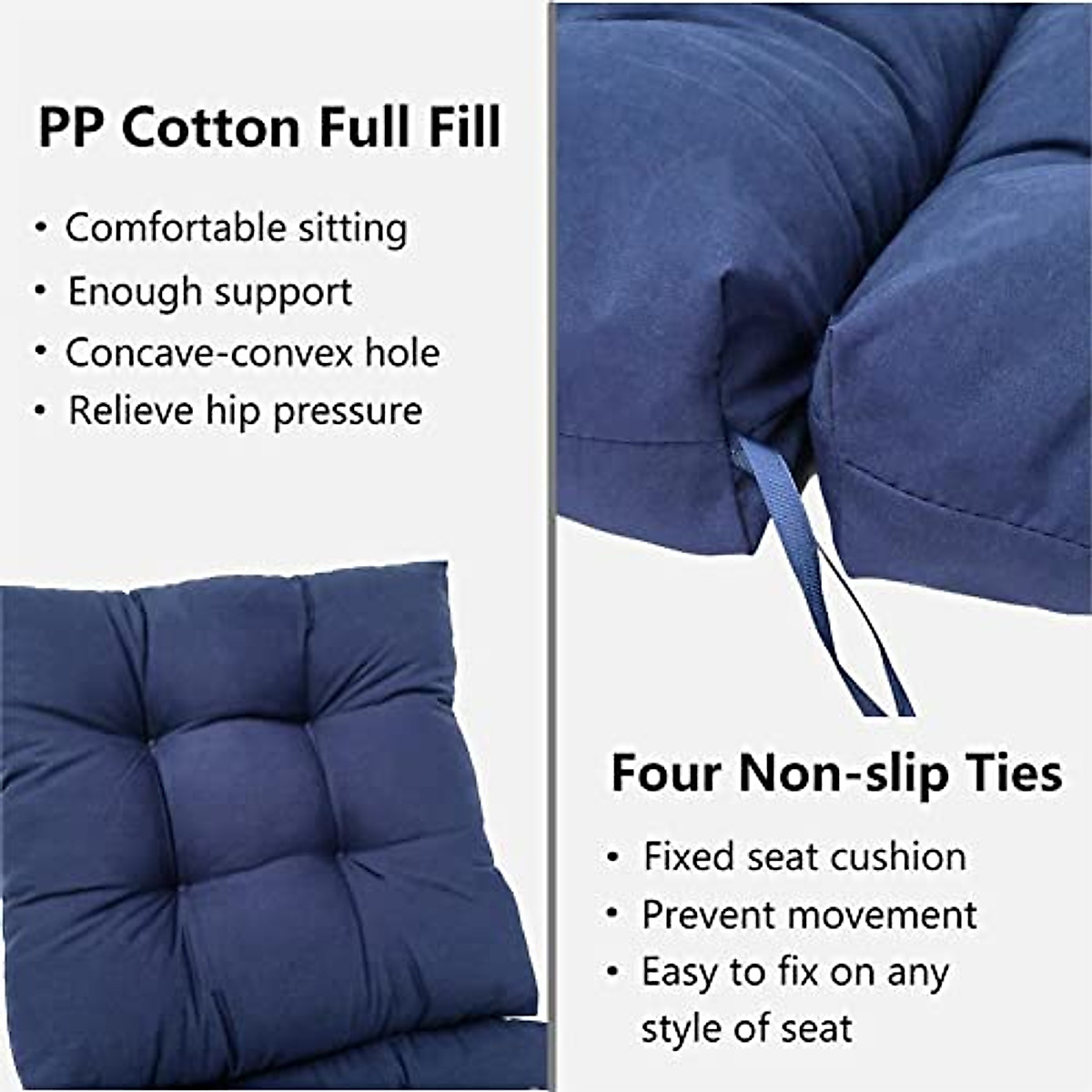 High Back Chair Cushion 52 Inch, Deep Seat Patio Seat and Back Cushion, Non-Slip Rocking Chair Cushion, High Back Patio Garden Lounger Chair Cushions (Navy Blue, 52x22 in)