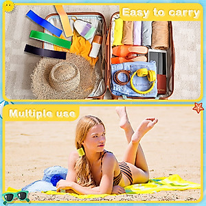 Tessco 12 Pcs Christmas Beach Towel Bands for Beach Chairs Towel Clips Lounge Beach Pool Chairs Towel Strap Holder Elastic Windproof Beach Accessories Gift for Christmas(12 x 2 in,Bright Style)