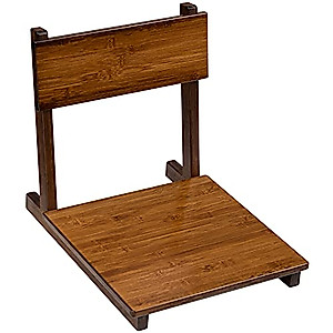 AbocoFur Bamboo Portable Floor Chair, Japanese Style Legless Tatami Chair with Back Support, Home Bay Window Lazy Backrest Chair, Meditation Floor Seating for Living Room, Bedroom,Walnut