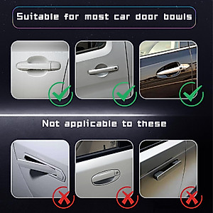 NGHEY 8 PCS Car Carbon Fiber Leather Door Bowl Film, 4.13" x 3.1" Door Handle Grain Anti-Scratch Protective Film, Install Door Handle Sticker, Suitable for Most Car Models (Black)