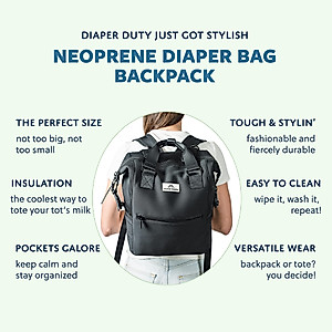 Nurse Laurie Baby Diaper Bag - Unisex Toddler Travel Bag for Maternity and Essentials - Multifunction and Insulated Pockets - Black