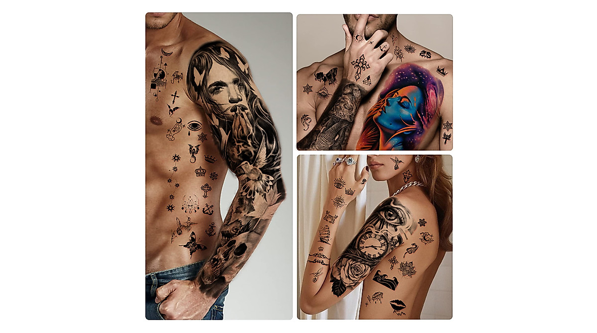 Extra Large Waterproof Temporary Tattoos | 46 Sheets