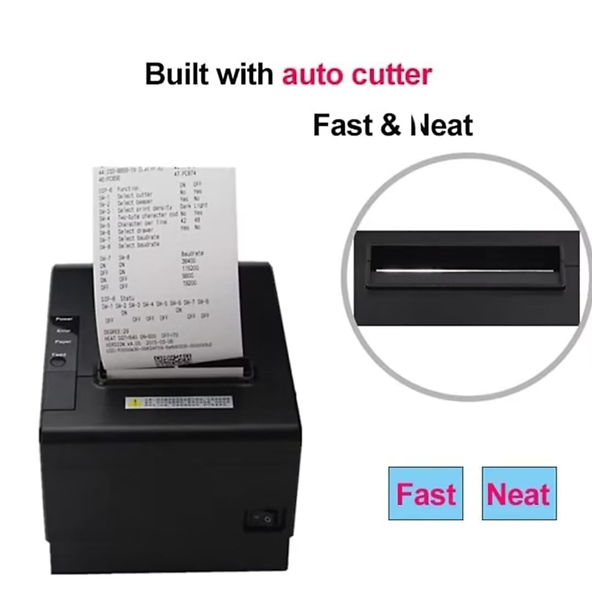80mm Receipt Thermal Printer Auto Cutting Paper Bluetooth Wireless 3 inch Bill QR Code Barcode USB Bluetooth iOS Android (USB+Bluetooth Port)